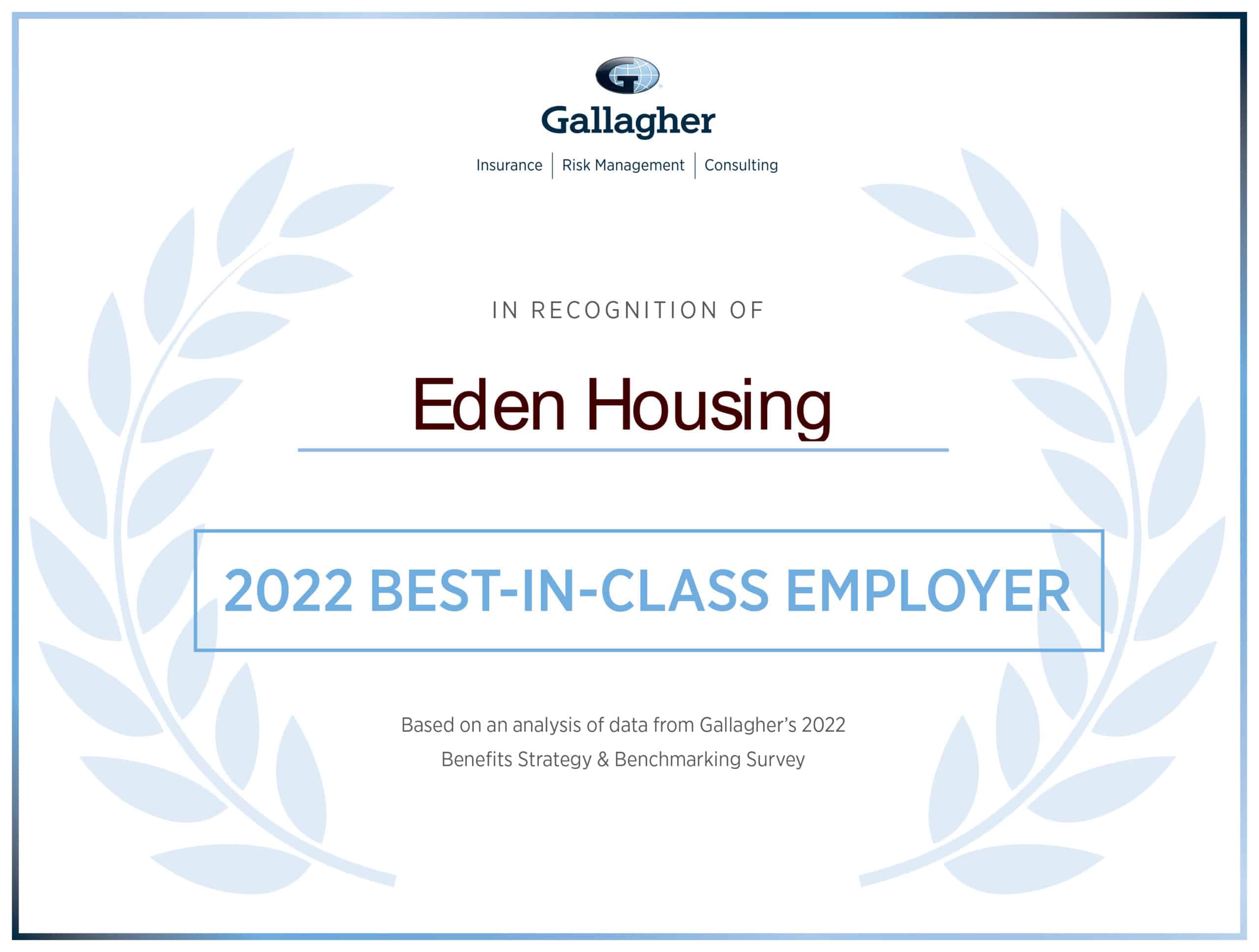 Eden Housing Recognized as U.S. Best-in-Class Employer by Gallagher ...